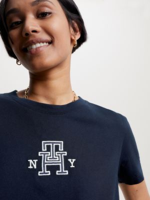 Jersey T Shirt Mit Varsity Logo Blau Tommy Hilfiger