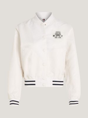 Varsity Logo Bomber Jacket Beige Tommy Hilfiger