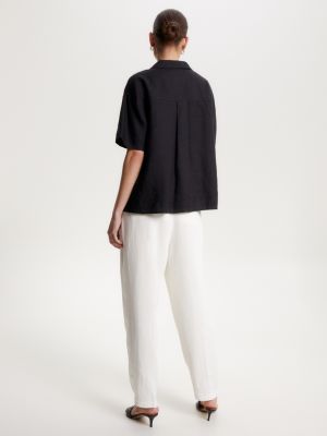 Linen Relaxed Short Sleeve Shirt Black Tommy Hilfiger