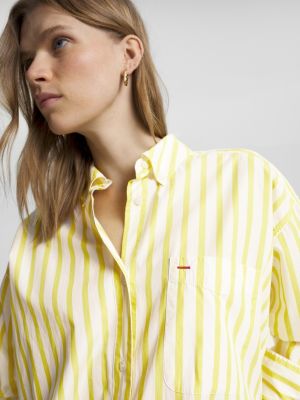 Tommy Icons Oversized Fit Bluse Mit Streifen Weiß Tommy Hilfiger