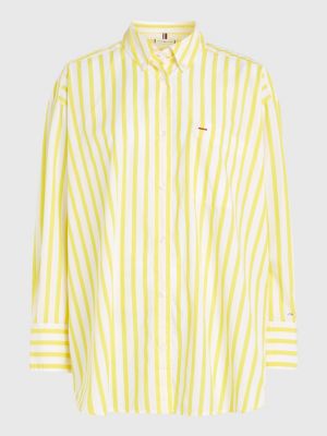 Tommy Icons Oversized Fit Bluse Mit Streifen Weiß Tommy Hilfiger