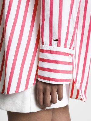 Tommy Icons Oversized Fit Bluse Mit Streifen Weiß Tommy Hilfiger