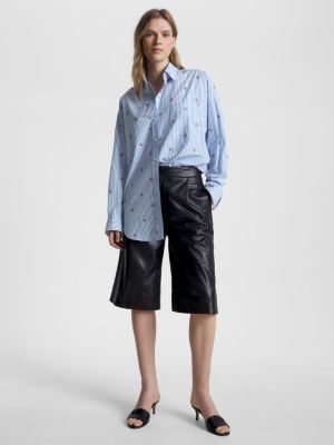 Gestreifte Oversized Fit Bluse Mit Monogramm Blau Tommy Hilfiger