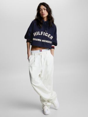 Tommy Hilfiger X Shawn Mendes Graphic Cropped Hoody Blue Tommy Hilfiger
