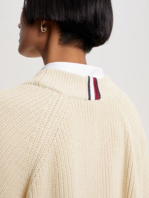 Relaxed Fit Rippstrick Pullover Beige Tommy Hilfiger
