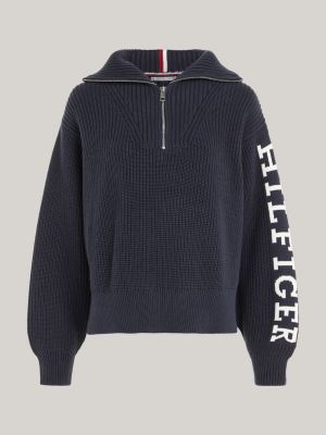 Relaxed Fit Trui Met Halve Rits Blauw Tommy Hilfiger