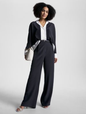Zijden Relaxed Fit Blouse Met Polkadotprint Blauw Tommy Hilfiger