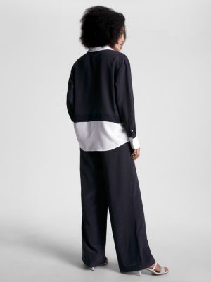Zijden Relaxed Fit Blouse Met Polkadotprint Blauw Tommy Hilfiger