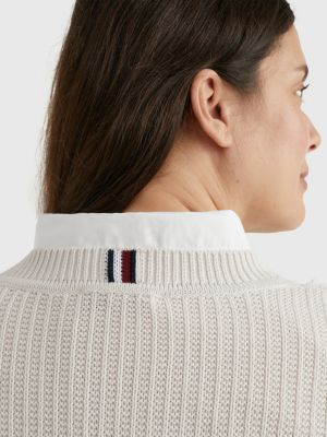 Curve Textured Weave Relaxed Fit Jumper Beige Tommy Hilfiger