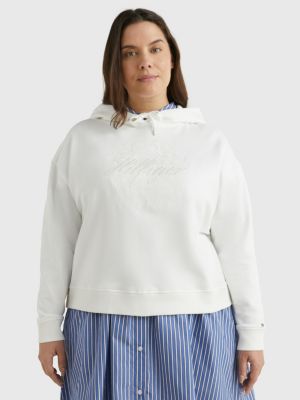 Curve Hoodie Met Geborduurd Logo Wit Tommy Hilfiger