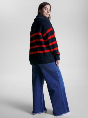 Curve Gestreifter Relaxed Fit Pullover Blau Tommy Hilfiger