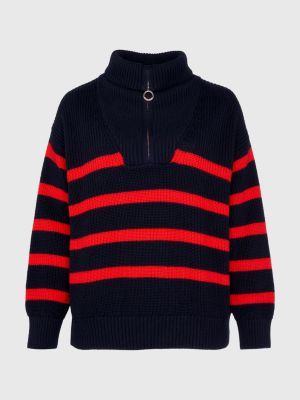 Curve Gestreifter Relaxed Fit Pullover Blau Tommy Hilfiger