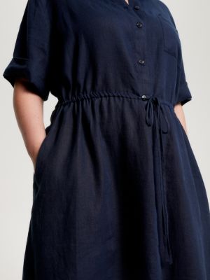 Curve Midikleid Aus Leinen Blau Tommy Hilfiger
