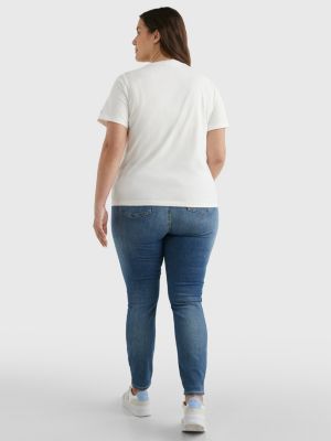 Curve T Shirt Mit Seil Logo Weiß Tommy Hilfiger