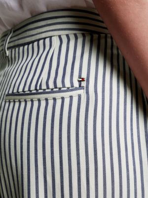 Curve Linen Blend Stripe Relaxed Trousers White Tommy Hilfiger