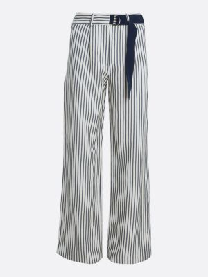 Curve Linen Blend Stripe Relaxed Trousers White Tommy Hilfiger