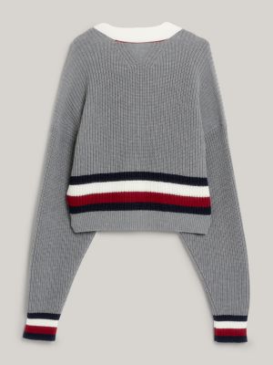 Cardigan Classics Relaxed Fit Stile College Grigio Tommy Hilfiger