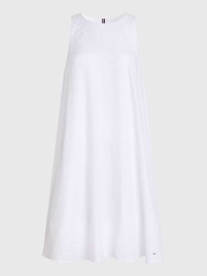 Linen Relaxed Fit And Flare Dress White Tommy Hilfiger