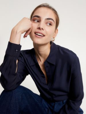 Regular Fit Twill Bluse Blau Tommy Hilfiger