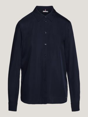 Regular Fit Twill Bluse Blau Tommy Hilfiger