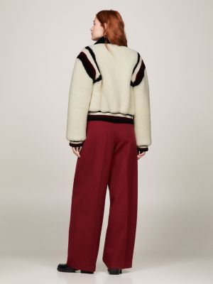 Varsity Jacke Aus Shearling Fell Weiß Tommy Hilfiger