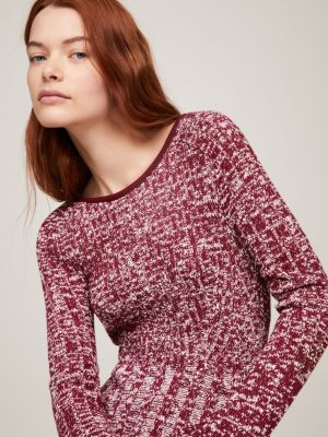 Figurbetontes Kleid Aus Meliertem Rippstrick Rot Tommy Hilfiger