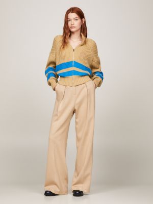 Relaxed Gestreept Vest Met Rits En Embleem Beige Tommy Hilfiger