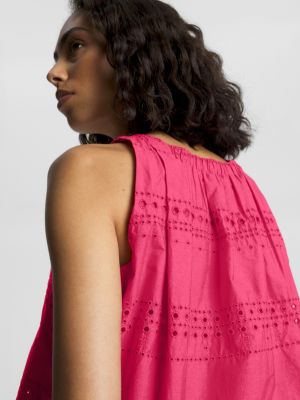 Regular Fit Popeline Top Mit Lochstickerei Rosa Tommy Hilfiger