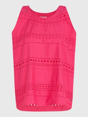 Regular Fit Popeline Top Mit Lochstickerei Rosa Tommy Hilfiger