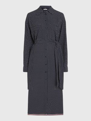 Gepunktetes Midi Hemdkleid Beige Tommy Hilfiger