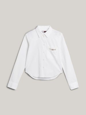 Figurbetonte Bluse Aus Popeline Weiß Tommy Hilfiger