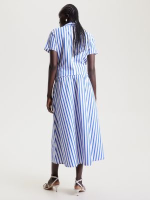 Stripe Poplin Midi Skirt White Tommy Hilfiger