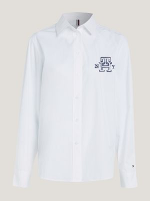 Relaxed Fit Varsity Bluse Weiß Tommy Hilfiger