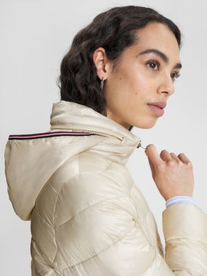 Wattierte Jacke Aus Recycling Polyester Beige Tommy Hilfiger