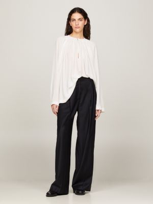 Oversized Fit Krepp Bluse Mit Raffungen Weiß Tommy Hilfiger