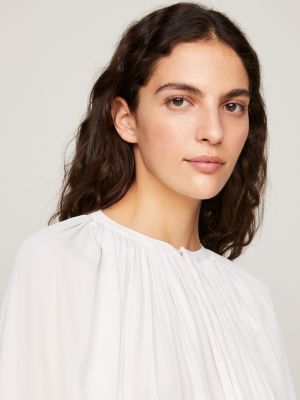 Oversized Fit Krepp Bluse Mit Raffungen Weiß Tommy Hilfiger
