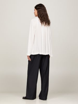 Oversized Fit Krepp Bluse Mit Raffungen Weiß Tommy Hilfiger