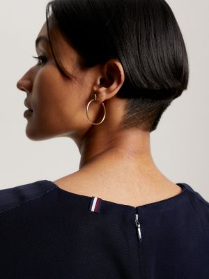 Relaxed Fit Fit And Flare Twill Kleid Blau Tommy Hilfiger