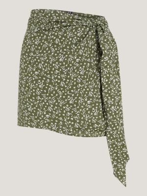 Feather Print Mini Wrap Skirt Green Tommy Hilfiger