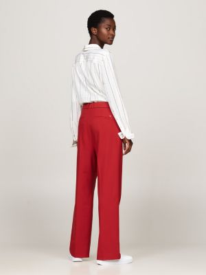 Relaxed Straight Pantalon Met Plooien Rood Tommy Hilfiger