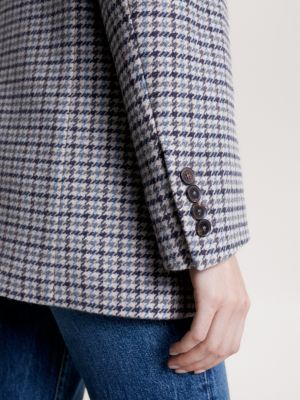 Karierter Einreihiger Blazer Im Oversized Fit Blau Tommy Hilfiger