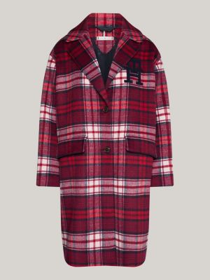 Cappotto Th Monogram Relaxed Fit A Quadri Rosso Tommy Hilfiger