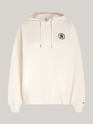 Relaxed Fit Hoodie Mit Th Monogramm Stempel Beige Tommy Hilfiger