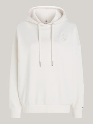 Relaxed Fit Hoodie Mit Th Monogramm Stempel Weiß Tommy Hilfiger