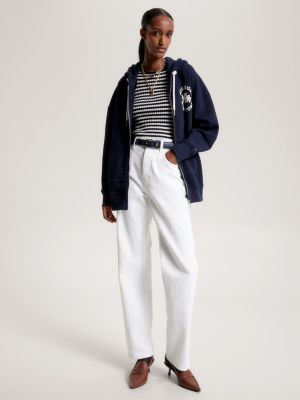 Varsity Logo Zip Thru Relaxed Hoody Blue Tommy Hilfiger