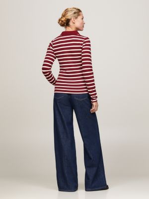 Slim Fit Polo Met Lange Mouwen Rood Tommy Hilfiger