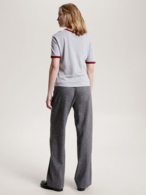 Varsity T Shirt Mit Geflocktem Logo Grau Tommy Hilfiger