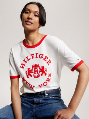 Varsity T Shirt Mit Geflocktem Logo Weiß Tommy Hilfiger