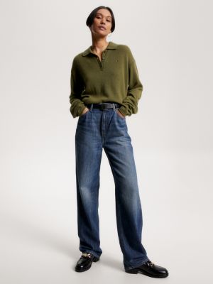 Wollpullover Mit Polokragen Grün Tommy Hilfiger