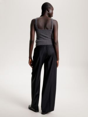 Gebreide Geborstelde Crop Top Zonder Mouwen Grijs Tommy Hilfiger